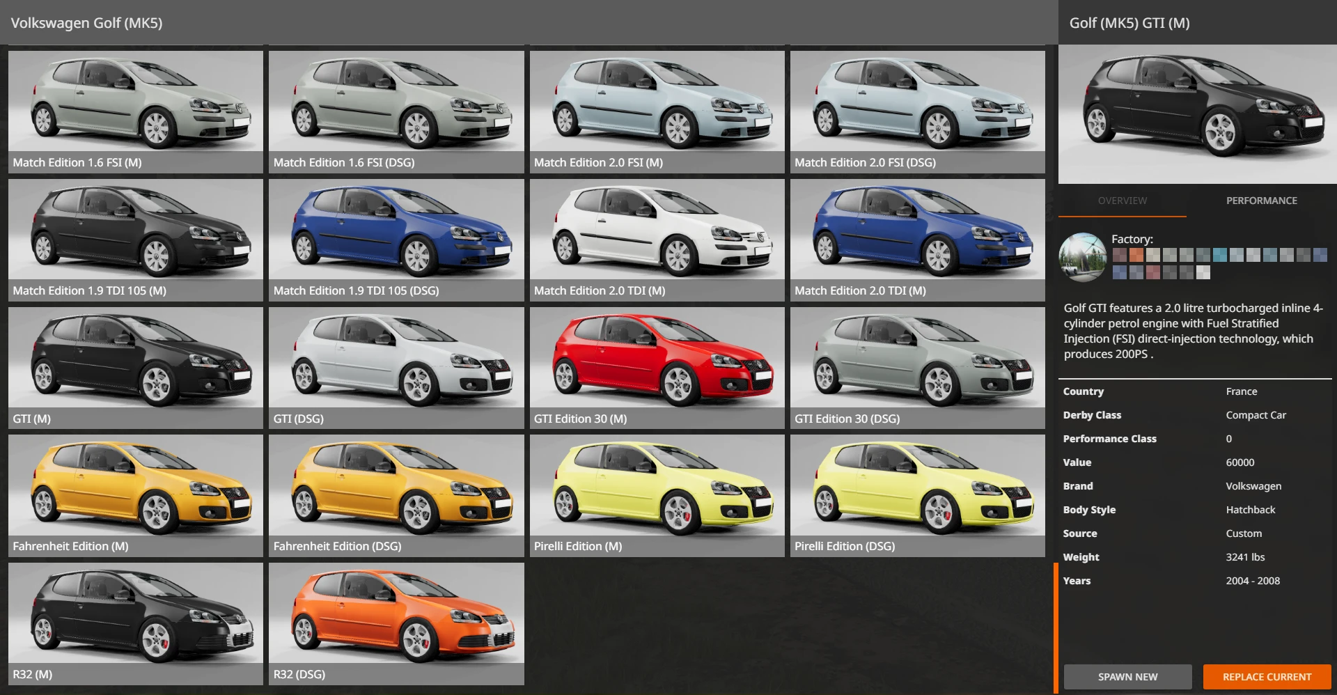 Volkswagen Golf Mk5 98 Configs! 1.0 - BeamNG.drive